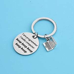 POTIY Computer Programmer Programming Keychain I Are Programmer I Make Computer Beep Boop Programmer Key Ring (programmer)