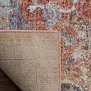 SAFAVIEH Bristol Collection 2'3" x 6' Blue/Orange BTL350S Boho Chic Medallion Distressed Runner Rug