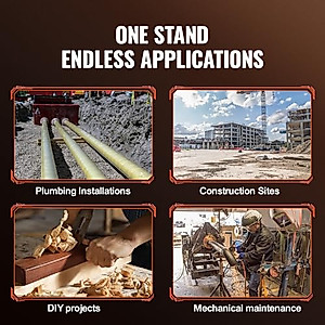 Mophorn V Head Pipe Stand Adjustable Height 28-52 Inch, Jack Stands 2500 LB. Capacity,Folding Portable 1/2 to 12 Inch Supporting,Steel