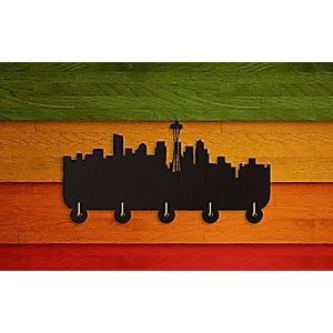 The Geeky Days America Seattle Skyline Tourist Attraction Wall Hooks Coat Hanger Household Decor Modern Wall Decor Bedroom Bathroom Door Clothes Robe Towel Hooks