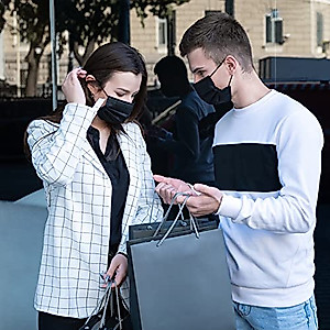 100 Pack Black Disposable Face Masks, USA Made Bulk masks disposable 3-Layer Adult Safety Masks for Protection with Elastic Earloops