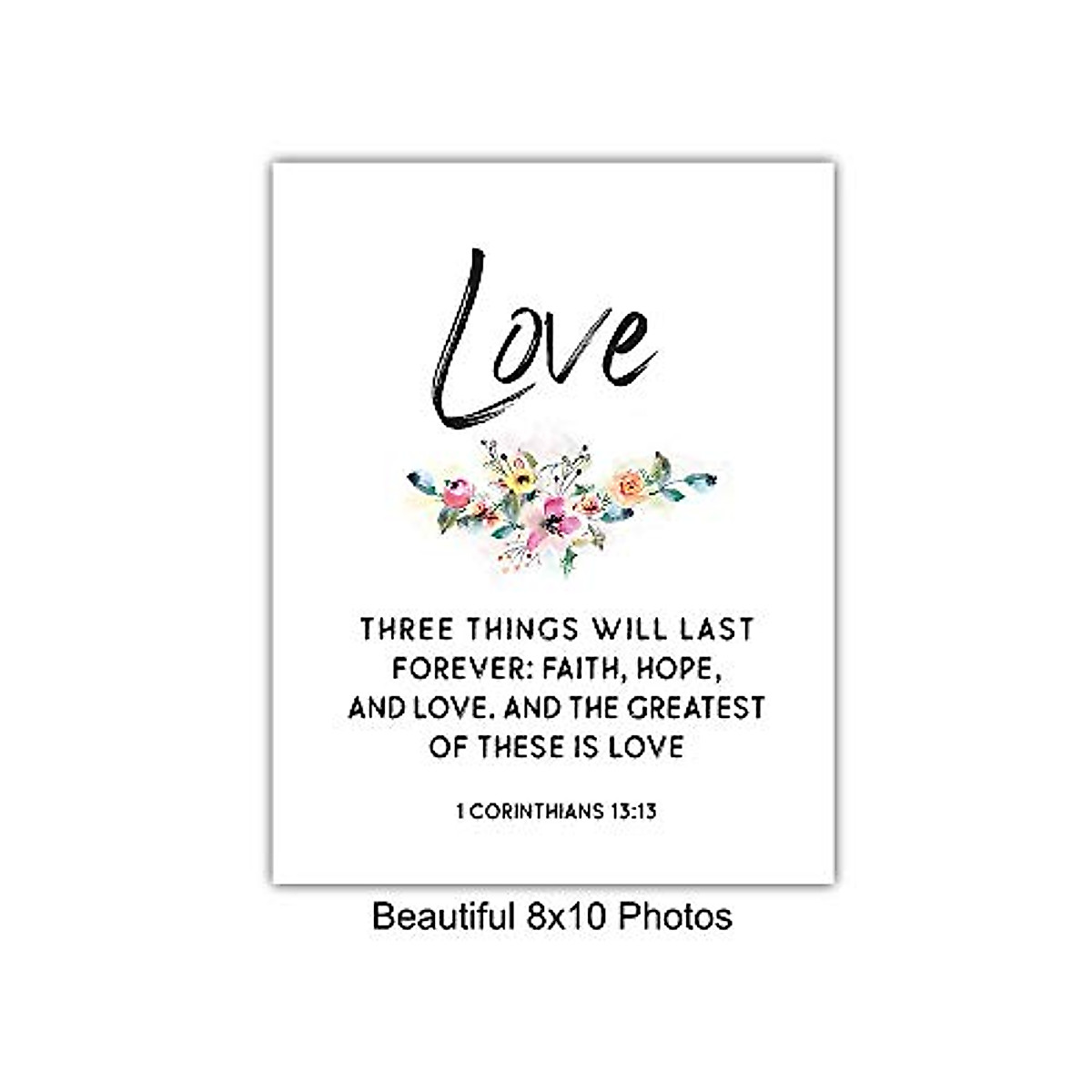 Religious Christian Wall Art Decor - Inspirational Faith, Hope, Love Bible Verse Wall Art - Scripture Wall Decor Signs - Home Decorations for Kitchen, Living or Dining Room, Bedroom - Unique Gift