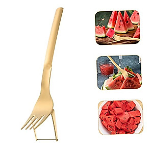 TENDYCOCO 5pcs Watermelon Fork Multipurpose Vegetable Slicer Watermelon Multitools Tasting Forks Multipurpose Slicer Watermelon Cutter Mutitool Peeler Stainless Steel Cut into Pieces