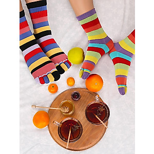 Bencailor 5 Pairs Women's Toe Socks Cotton Five Toe Finger Socks Toe Separator Socks for Women Men Athletic (Lovely Color)