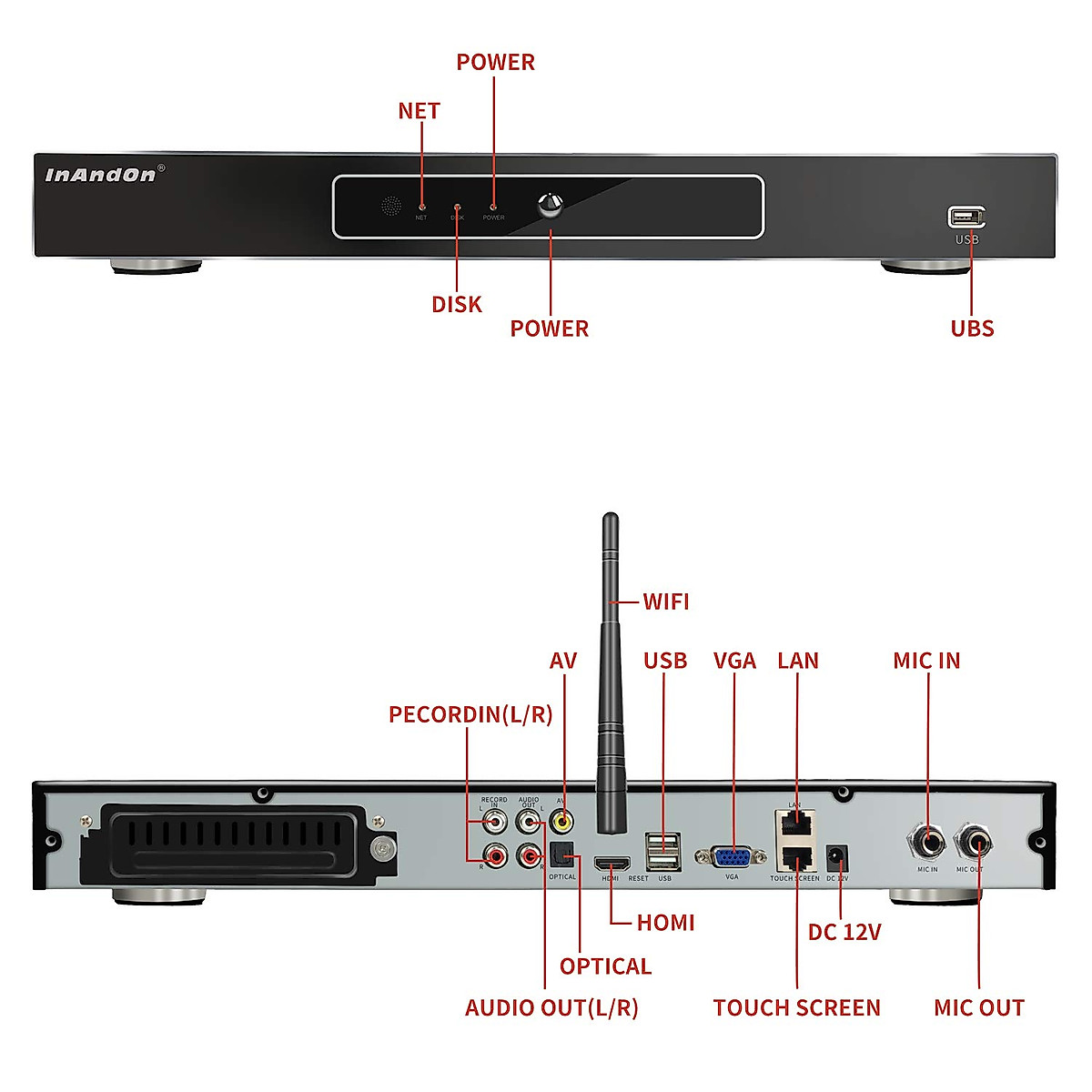 InAndon KV-V5 Pro Karaoke Player, 22'' Capacitive Touch Screen Intelligent Voice Keying Machine Online Movie Dual System Coexistence Real-time Score (KV-V5 Pro+6TB HD with 22" Touch Screen)
