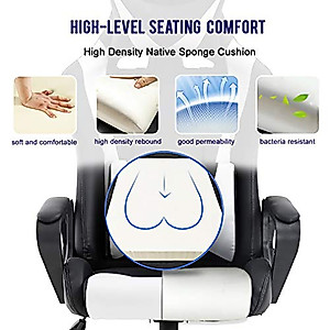 High-Back Gaming Chair PC Office Chair Computer Racing Chair PU Desk Task Chair Ergonomic Executive Swivel Rolling Chair with Lumbar Support for Back Pain Women, Men (White)