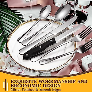 24 Piece Silverware Set, Flatware Utensils Set with Steak Knives for 4, Stainless Steel Cutlery Eating Tableware Set, Include Fork Kinfe Spoon, Mirror Polished, Dishwasher Safe