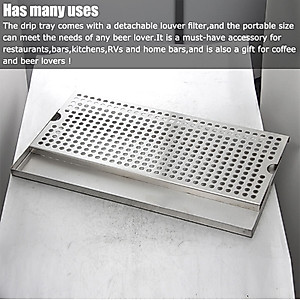 WRJAHCG Drip Tray Stainless Steel,Kegerator Beer Drip Trays,20" Length 7" Width Rectangular Stainless Steel Beer Surface Mount Drip Tray,No Drain,for Home Bar Mini Fridge Without Drain,40CM
