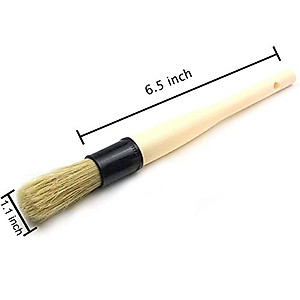 Detailing Brush Set, Auto Detailing Brush for Cleaning Weels, Engine,Interior, Emblems, Air Vents, Motorcy, Car Cleaning Brush, Premium Natural Boar Hair with Plastic Handle