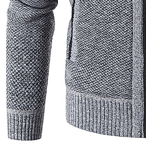 Men's Full Zip Up Cardigan Sweaters Regular Fit Flannel Lining Knitted Cardigans Zipper Thick Knit Sweater Coat (Light Grey,X-Large)