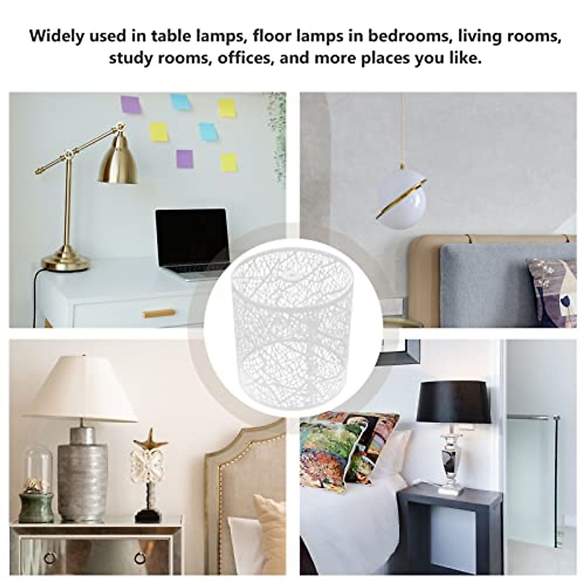 E27 Hollow Light Cover, Modern Lamp Shade, Replacement Metal Lampshade for Table Lamps and Floor Light, White2