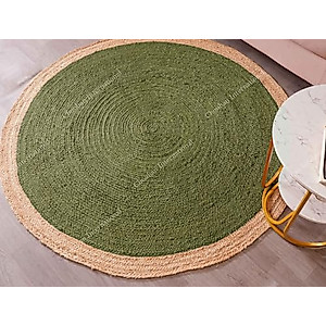 Chouhan International 4x4, 5x5, 6x6,feet Natural Jute Bordered Round Rug, Floor Bordereded Edge Rug Braided Boho Eco Large Circular Handmade Area Rugs (CCID1)