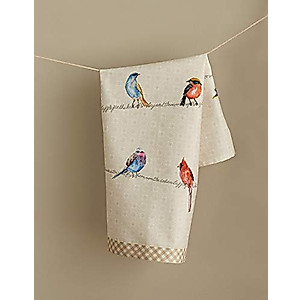Maison d' Hermine Birdies On Wire 100% Cotton Set of 2 Multi-Purpose Kitchen Soft Absorbent Dish Towels | Tea , Bar Towels (20 Inch by 27.50 Inch)