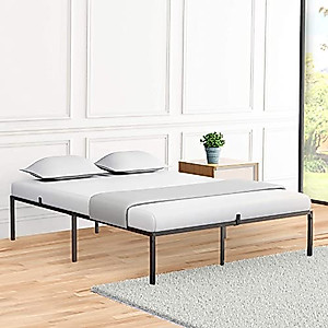 Full Metal Platform Bed Frame No Box Spring Needed Heavy Duty Steel Slat with Storage Easy Assembly, Black