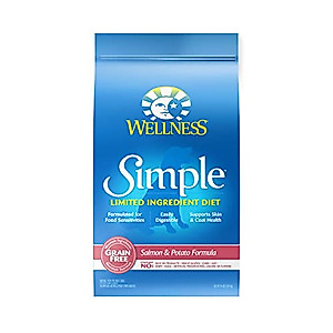 Wellness Simple Natural Grain Free Limited Ingredient Dry Dog Food, Salmon and Potato Recipe, 24-Pound Bag