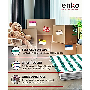 enKo - 2 x 3 Inch Extra Large Home Moving Packing Labels Stickers for Box - Color Coded for Boxes, Packing Box Fragile Stickers (800 Labels, 4 Bedroom House)