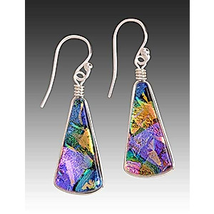 Window Waterfalls Earrings Nickel Free Dichroic Glass Dangles RZ19 - Kaleidoscope