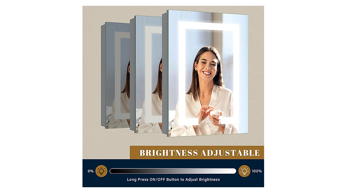 SILUMIN LED Bathroom Mirror Cabinet 20x28 with Dimmable Light