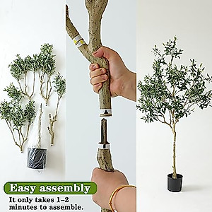 Apeair Artificial Olive Tree, Tall 6 Feet Faux Potted Silk Green Leaves Olive Tree with Planter, Large Fake Plants House Greenery Decoration for Indoor Home Office Housewarming Garden Decor…