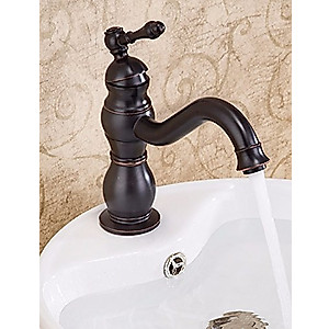 SJQKA-Faucet All copper bronze black European antique dish basin faucet kitchen faucet can rotate the general tap Basin