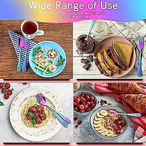 Dandat 36 Pcs Stainless Steel Toddler Utensils, Rainbow Kids Silverware Set Includes Small Kids Spoons and Forks, Metal Kids Cutlery Set, Child Safe Flatware, Dishwasher Safe (UV Rainbow)