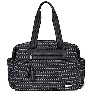 Skip Hop Messenger Diaper Bag with Matching Changing Pad, Riverside Ultra Light, Black Dot