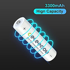 Deleepow Rechargeable AA Batteries Nimh 3300mAh 1.2V Batteries Double A Rechargeable High Capacity 1200 Cycles Pack of 8