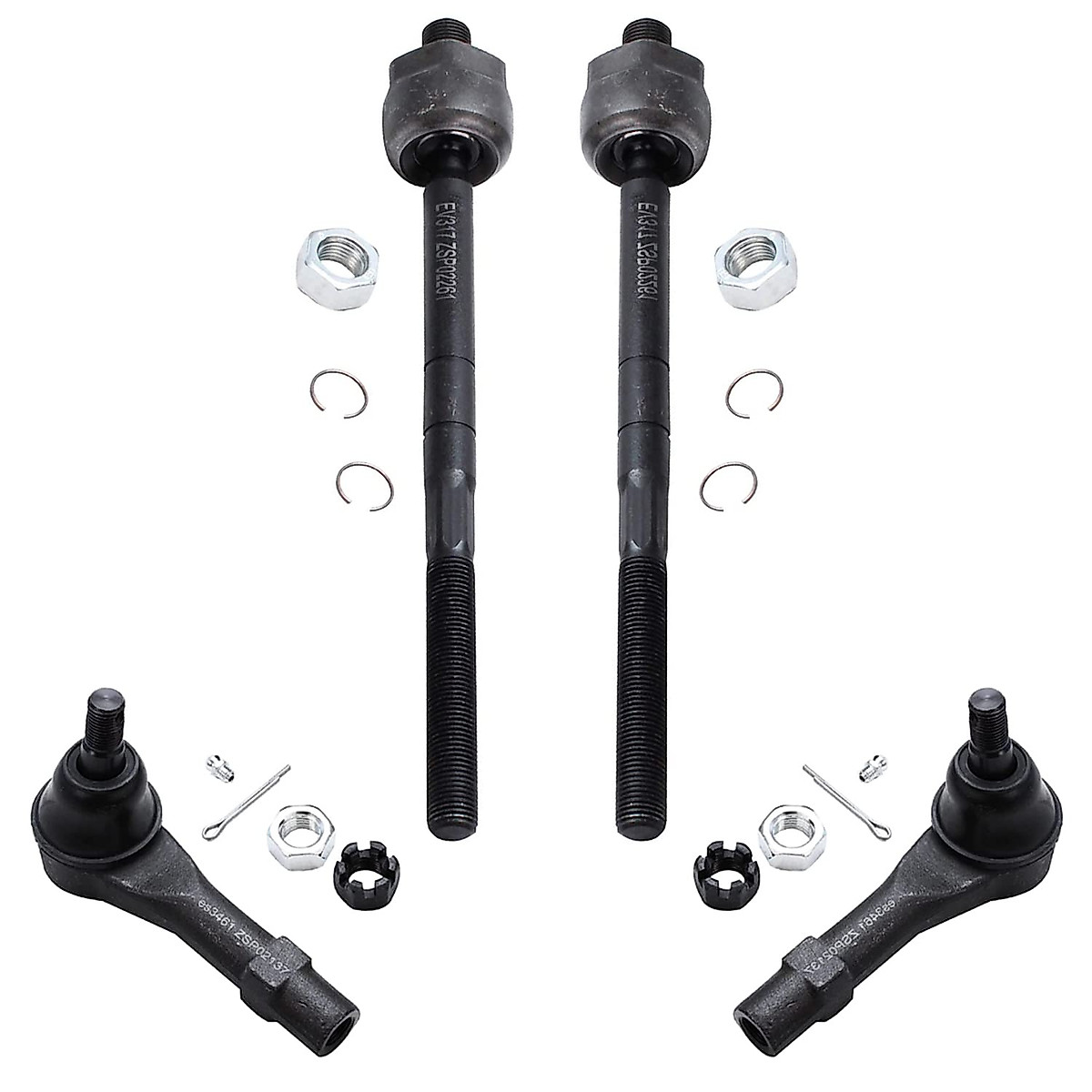 Detroit Axle - 4 Front Inner Outer Tie Rods for 1998-2011 Ford Ranger, 1998-2001 Explorer Mercury Mountaineer Mazda B2500, Inner Outer Tie Rod End Links Replacement