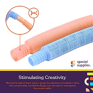 Special Supplies Fun Pull and Stretch Tubes for Kids - Pop, Bend, Build, and Connect Toy, Provide Tactile and Auditory Sensory Play, Colorful, Heavy-Duty Plastic (Pastel-12)