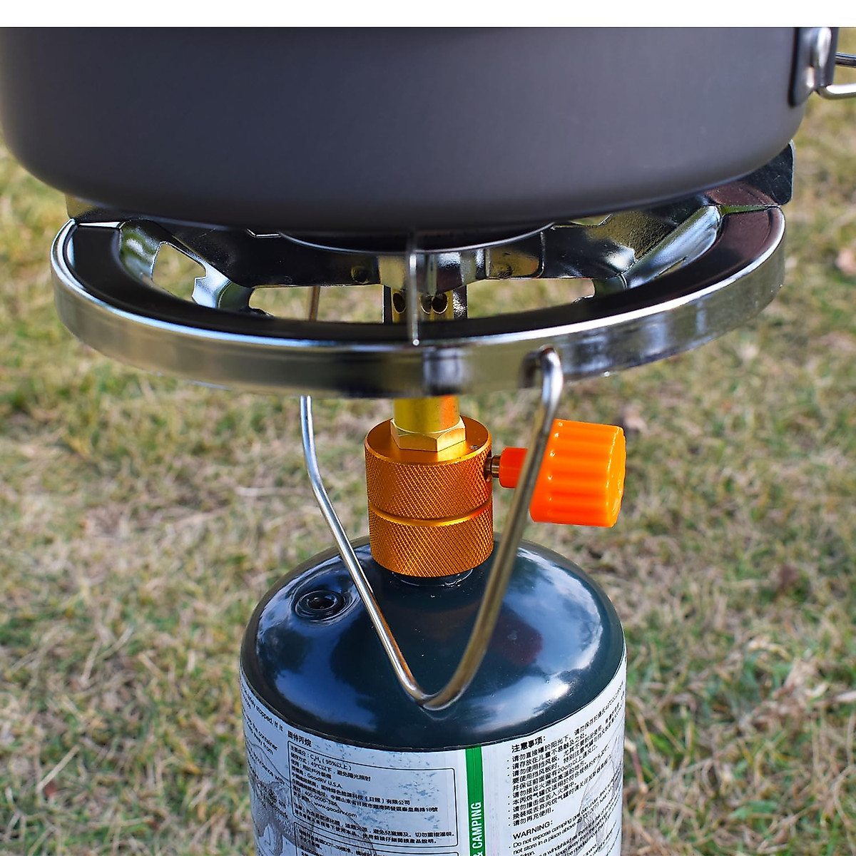 RANDDER Propane Stove Portable Camping Gas Stove 10,000 BTU Bottletop Single Adjustable Burner with 1 lb Tank Base Carrying Case Great for Backpacking Emergencies Outdoor