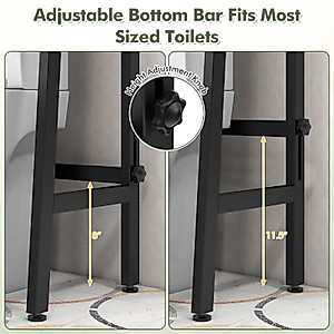 Giantex Over The Toilet Storage Shelf - 3-Tier Freestanding Above Toilet Rack with Adjustable Bottom Bar, Paper Holder, 2 Side Hooks, Metal Bathroom Organizer Shelf, Space Saving Toilet Shelf (Black)