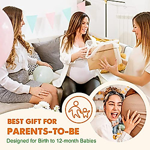 Tiny Land Montessori Toys for Babies 6-12 Months-4 in 1 Wooden Learning Educational Toy Set Includes Teething Toy, Rainmaker Baby Toy, Flash Card and Object Permanence Box-Gift for 1 Year Old Infant