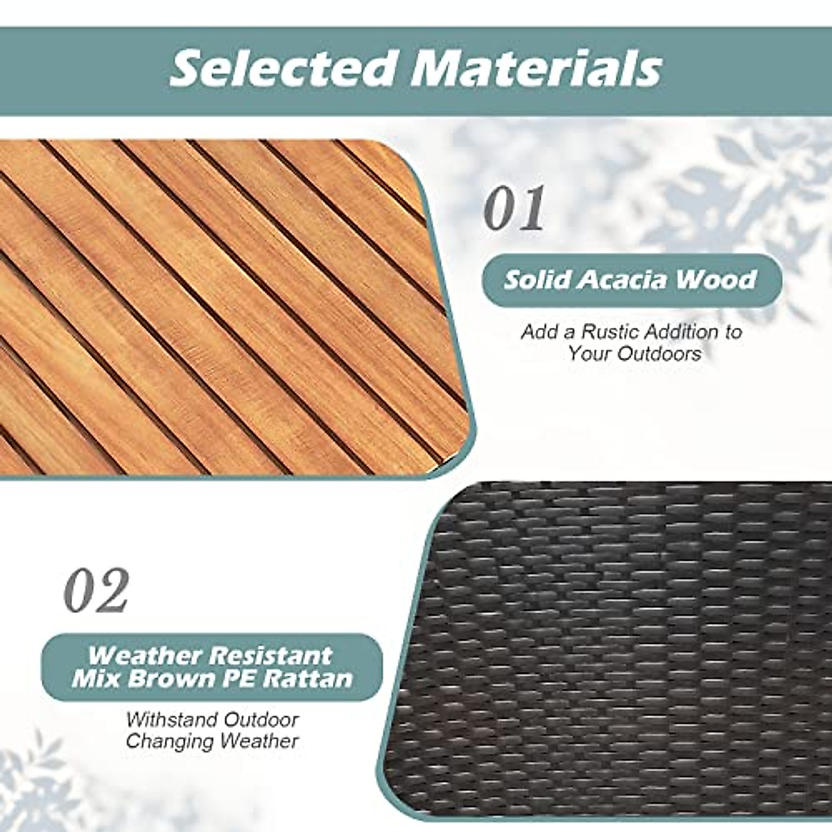 Tangkula 3-Piece Patio Furniture Set, Patiojoy Outdoor PE Wicker Bistro Set with Soft Cushions and Solid Acacia Wood, Outdoor Conversation Set with Porch, Balcony and Garden (Black)