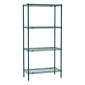 METRO Super Erecta Metroseal Green Epoxy Shelving Unit - Industrial Wire Shelving for Restaurants, Kitchens, Walk-in Coolers/Freezers with Microban - 4 Tier, 2000 lbs Capacity, 18” W x 36” L x 74” H