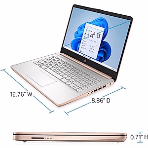 HP 14 Inch Laptop Computer, Ultra Thin and Light Laptop for College Students, Intel Celeron N4120, 16GB RAM, 320GB Storage (64GB eMMC+256GB MSD Card), Long Battery Life, 1-Year Office 365, Win11 S