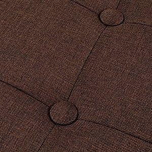 Lavish Home Large Folding Storage Bench Ottoman – Tufted Cube Organizer Furniture with Removable Bin for Home, Bedroom, Living Room (Brown),