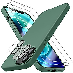 JTWIE [5 in 1 Compatible with iPhone 12 Mini Case,Shockproof Silicone Case with [2 Screen Protectors and 2 Camera Protectors] for iPhone 12 Mini 5.4 Inch Green……