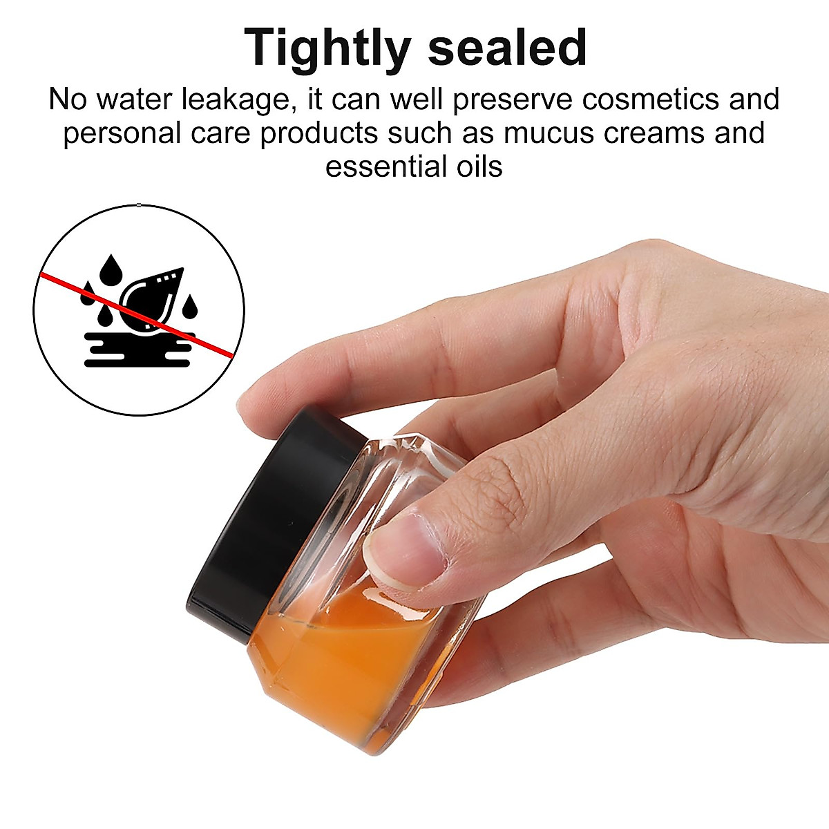 Acrux7 24 Pack Small Glass Jars, Round Clear Glass Jars with Black Lids, Labels & Inner Liners, Empty Refillable Glass Cosmetic Container Leak Proof Travel Jars for Cream, Lotion, Sample (1.76oz/50ml)