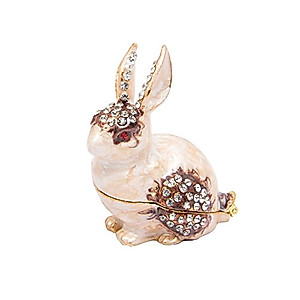 QIFU-Hand Painted Enameled Rabbit Style Decorative Hinged Jewelry Trinket Box Unique Gift For Home Decor