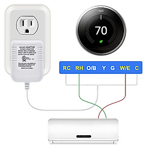 Hotop 2 Pack 24 Volt Transformer, 16.4FT Long C Wire Adapter Thermostats for Most Versions of Smart Thermostat and Ring Doorbell, Compatible with Nest Ecobee Sensi and Nest Skybell Eufy Wyze