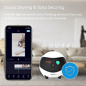 Enabot Ebo SE Movable Smart Pet Dog Camera Robot, Wireless Auto-Cruise Self-charging 1080P HD w/Night Vision 2-Way Audio APP Remote Control Motion Detection IP Cam Home Camera 2.4G/5G Wifi