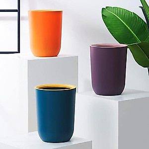 Krimo Plastic Small Trash Can Wastebasket, Garbage Container Basket for Bathrooms, Laundry Room, Kitchens, Offices, Kids Rooms, Dorms(Purple)