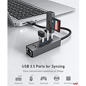 USB-A to Gigabit Ethernet Adapter with 3 USB 3.0 Hub