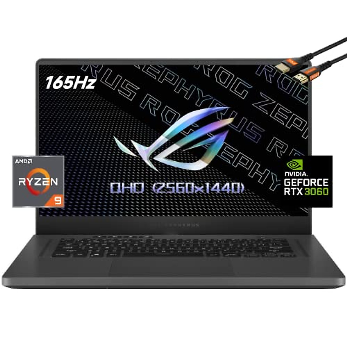 ASUS ROG Zephyrus G15 Slim Flagship Gaming Laptop, 15.6" 165Hz QHD (2560x1440) 100% DCI-P3 Pantone, AMD Ryzen 9 5900HS 8 Cores, GeForce RTX 3060, RGB Backlit KB, Wi-Fi 6 (24GB RAM | 1TB PCIe SSD)