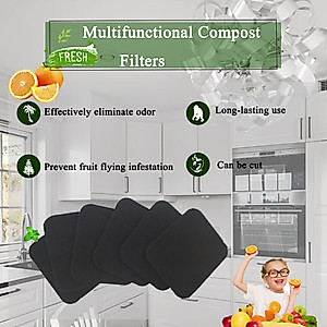 PurifyLogix Universal 6 Pack Odor Filters Activated Carbon Filters Replacement for Most Compost Bin, Compatible with Compost Bin Indoor Kitchen Compost Bucket 0.75/1.75 GAL (Universal)