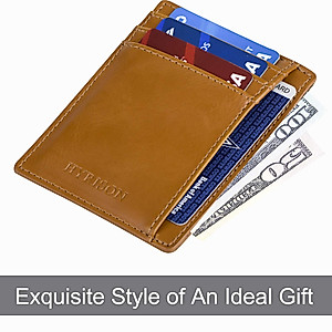 HYRISON Men and Women Slim Minimalist Front Pocket Leather Wallet Cards Holder RFID Blocking