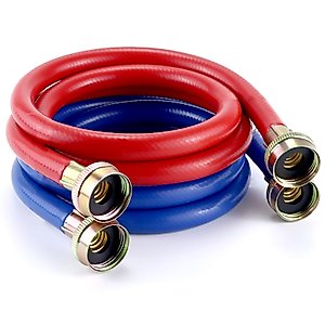 Washer Hoses 4FT,Rubber Washing Machine Hoses 3/4 Washer Machine Hoses 2 packs,Burst Proof Water Supply Lines ​for Hot and Cold Water Washer Hoses,Universal for All Standard Wash Machines-by MIFLUS