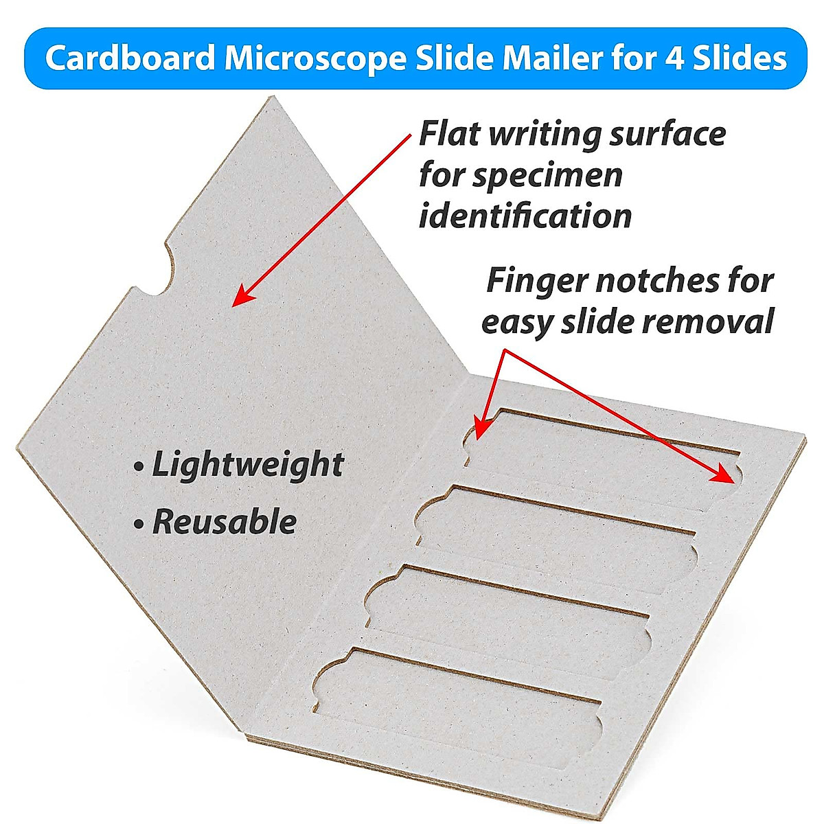 Globe Scientific 513004 Cardboard Slide Mailer for 4 Slide (Case of 50)