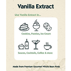 16 oz Pure Vanilla Extract - 100% Real Vanilla Extract - Made from Grade B Vanilla Beans - For Cooking, Drinks & Desserts - 100% Vegan, Sugar Free & Kosher - Non-GMO & Gluten-Free - Native Vanilla