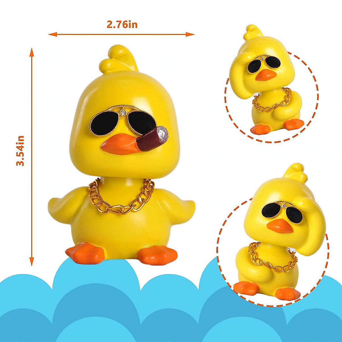 IBWell Cute Yellow Duck Car Ornaments Funny Duck Car Toy, Bobble Head Doll for Car Dashboard Decorations Accessories